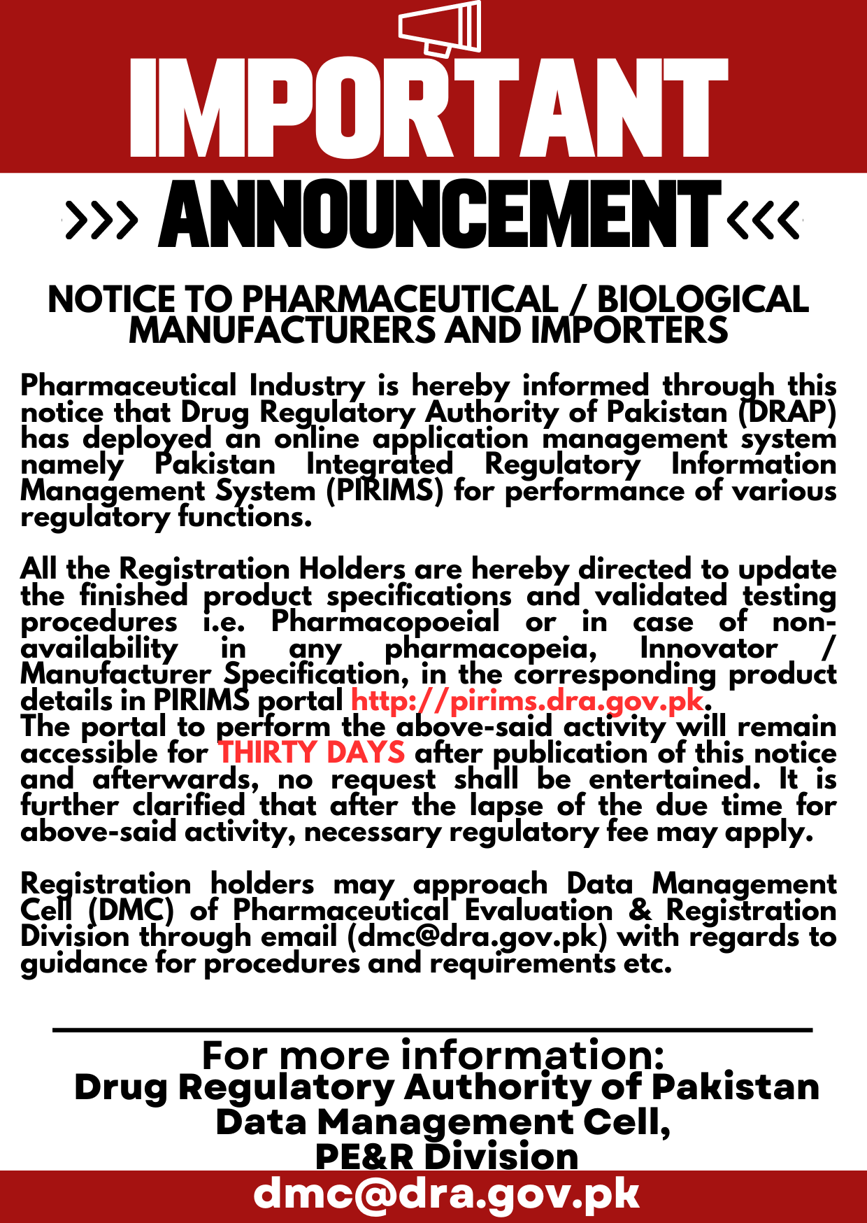 Important Notice to Pharmaceutical / Biological Manufacturers and ...